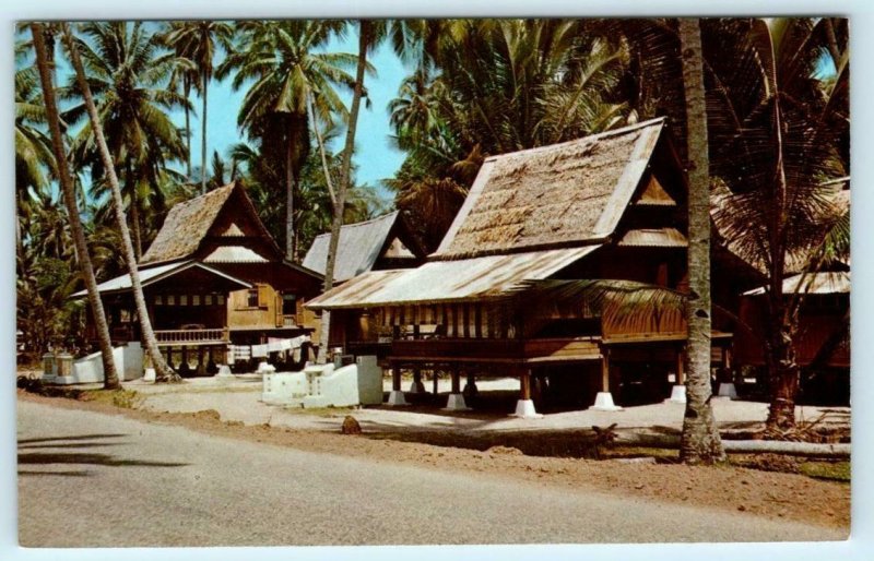 MALACCA, MALAYA Malaysia ~ Typical Malay ATTAP HOUSE ca 1960s Postcard ...