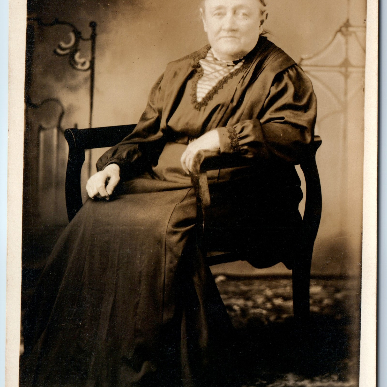 c1910s Middle Aged Woman Portrait RPPC Large Big Boned Smirk Elderly ...