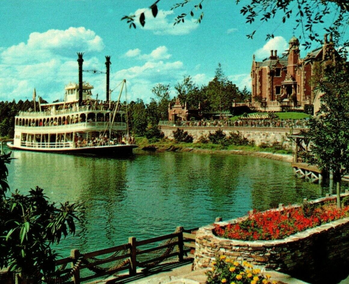 Vtg Chrome Postcard Walt Disney World Cruising Rivers Of America Joe ...