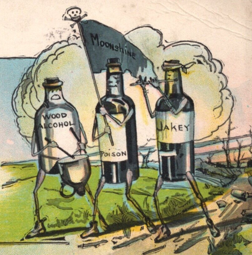 1920s Prohibition Anthropomorphic Alcohol Bottles Band Moonshine Poison ...