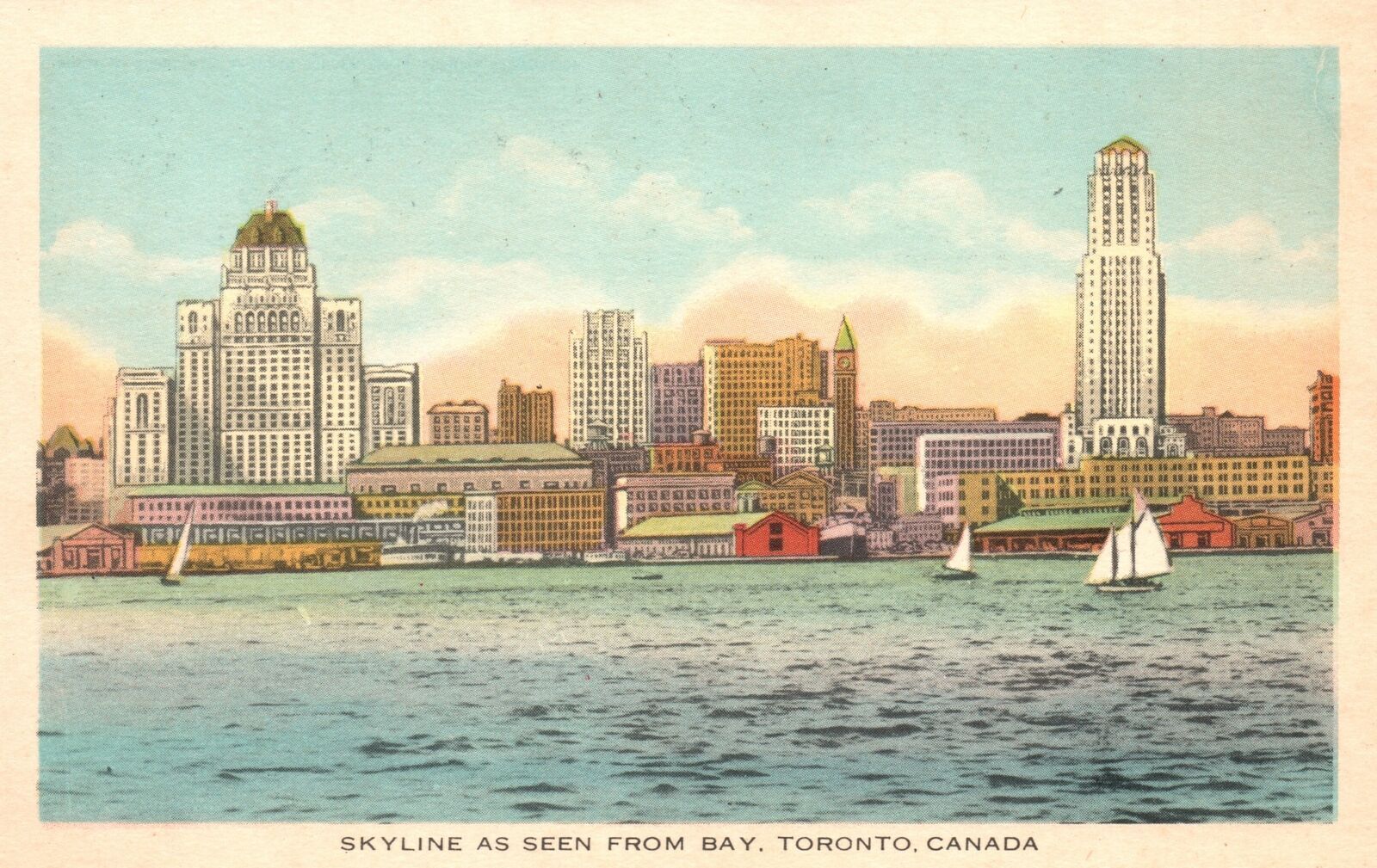 Vintage Postcard Skyline As Seen From Bay Toronto Canada Valentine ...