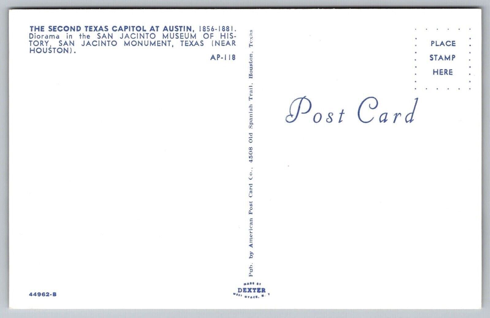 Auston Texas Second State Capitol Diorama Museum Exhibit Chrome ...