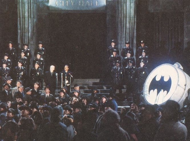 Batman Lighting The Batcave Beacon Torch In Gotham City Postcard ...