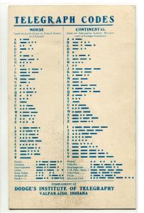 Dodge Telegraphy Radio Institute Morse Code Valparaiso Indiana postcard ...