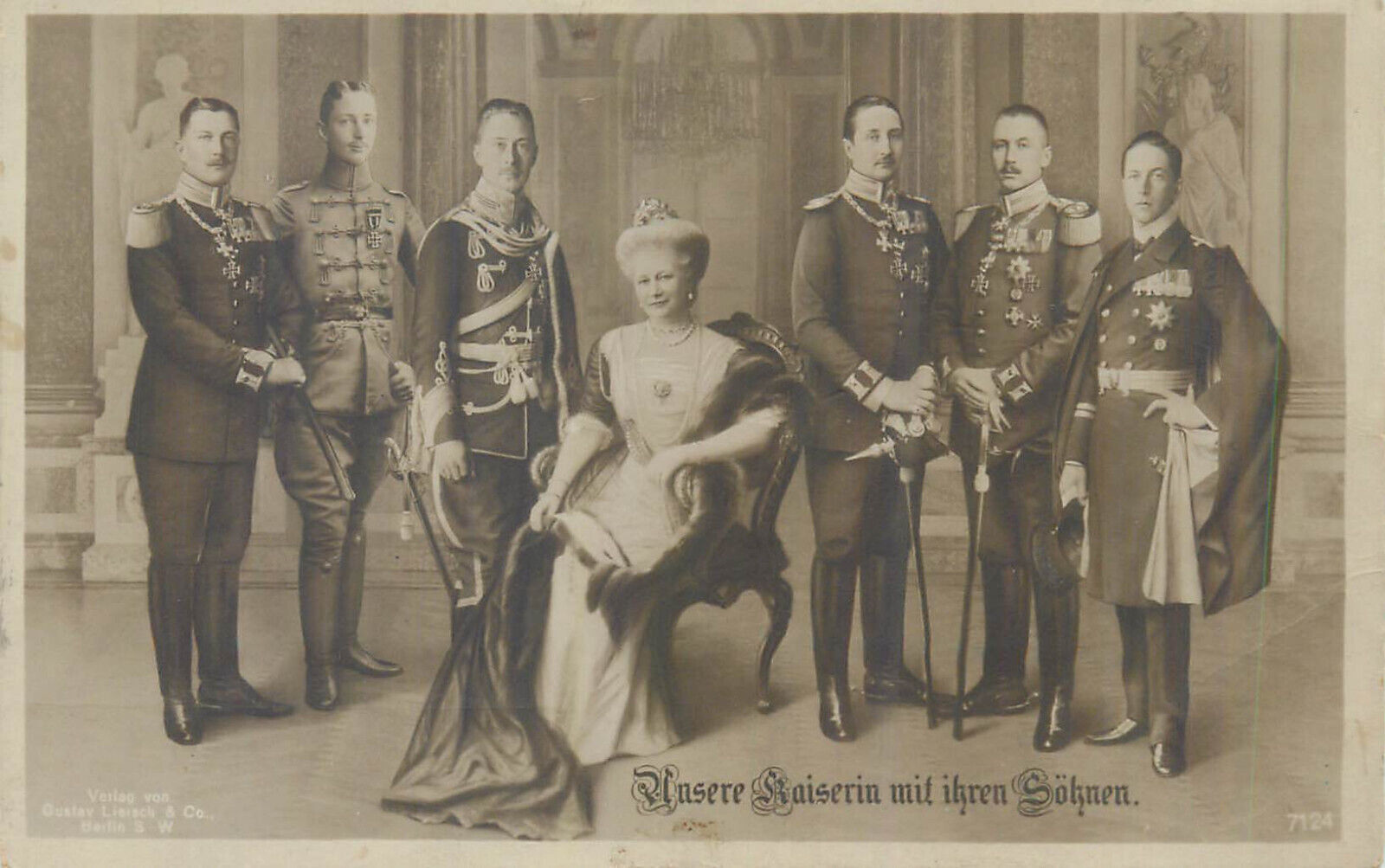 German royal couple Kaiser Wilhelm II & Victoria Luise with sons ...