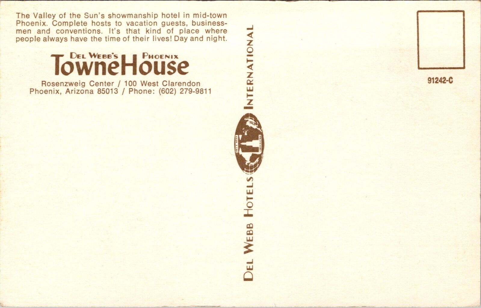 Vtg Phoenix Arizona AZ Del Webb's Towne House Hotel Chrome View ...