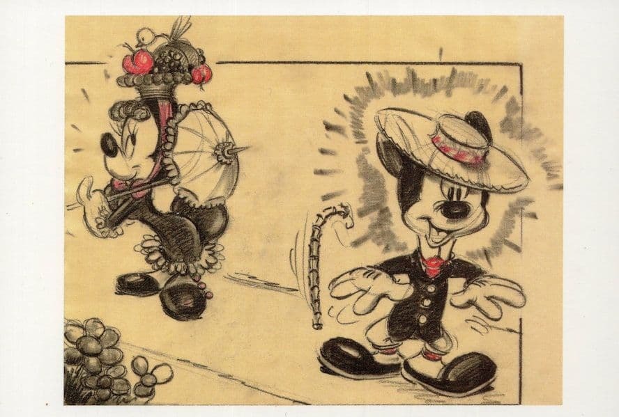 Mickey Mouse as Dapper Businessman Cartoon Sketch Painting Postcard ...