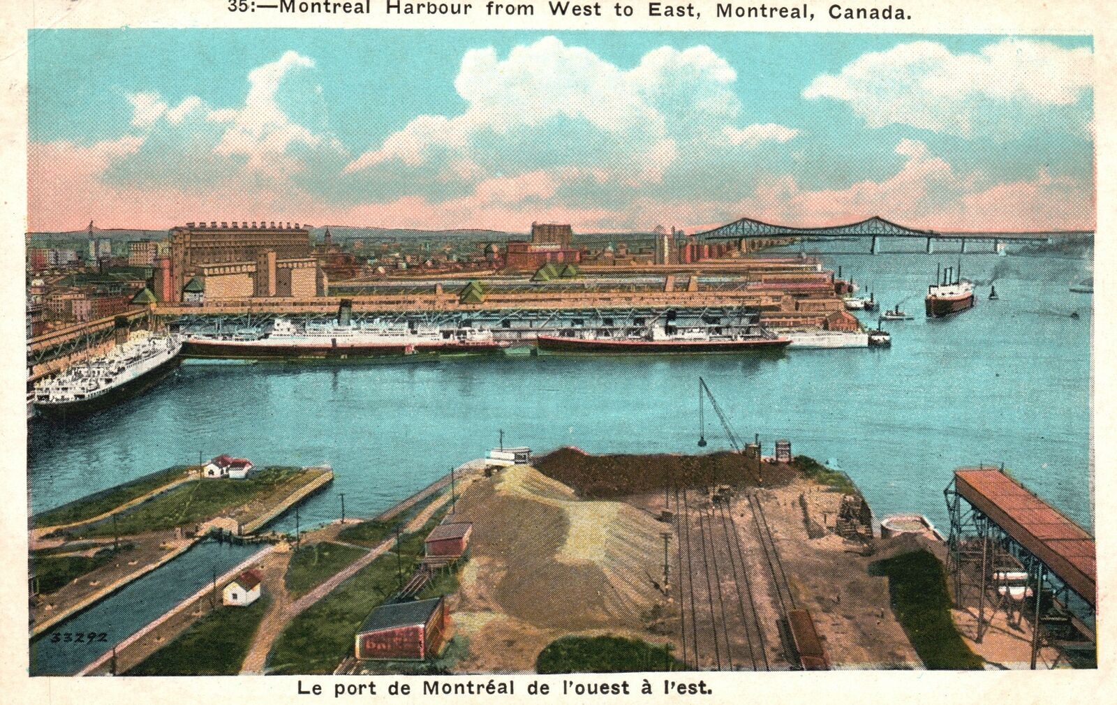 Vintage Postcard 1920's Coast Harbour From West to East Montreal Canada ...