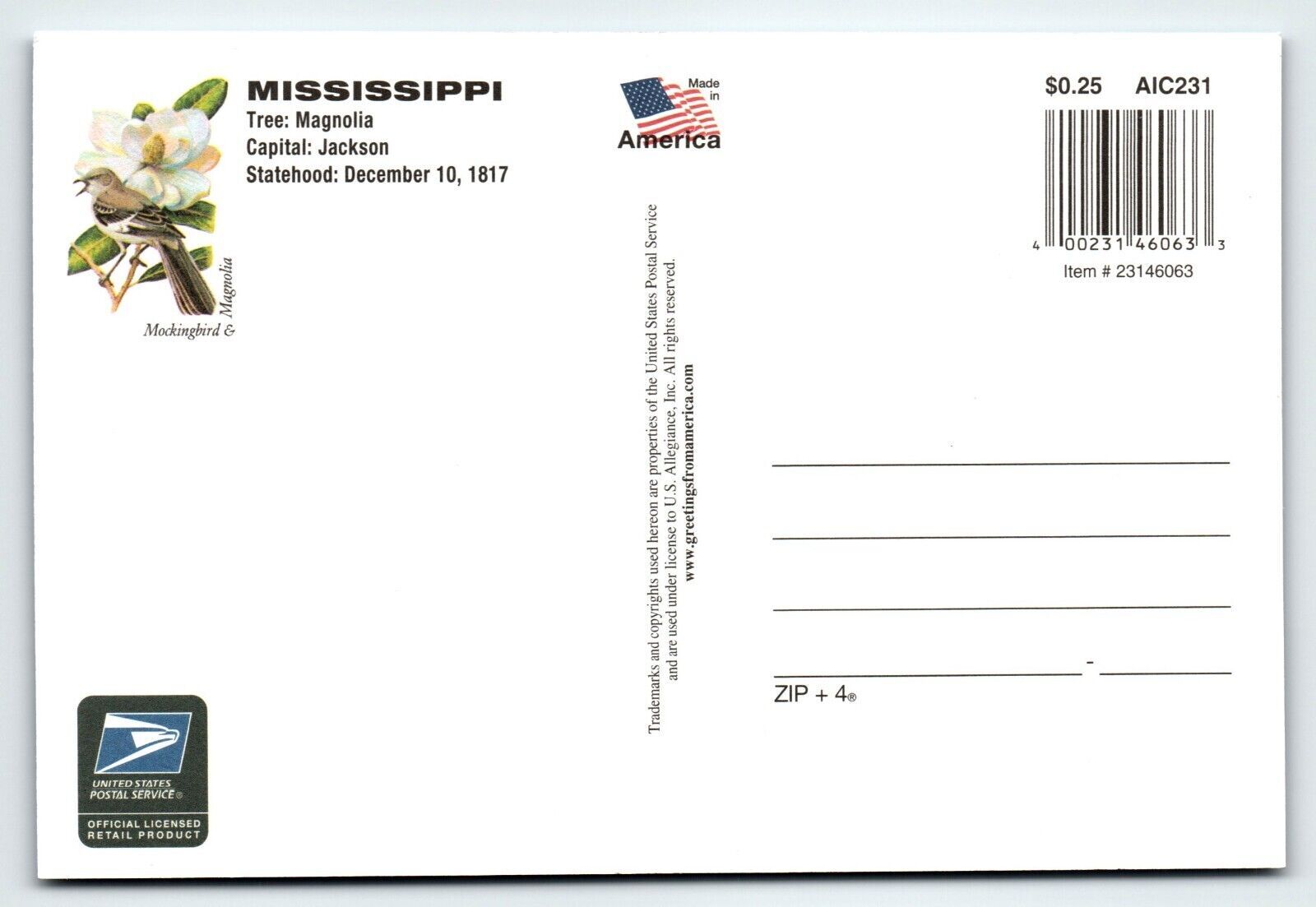 Greetings From Mississippi Large Letter Chrome Postcard USPS 2001 ...