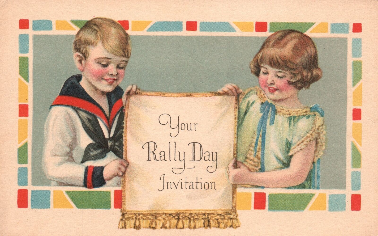 Vintage Postcard Your Rally Day Invitation Card School Event Invitation ...