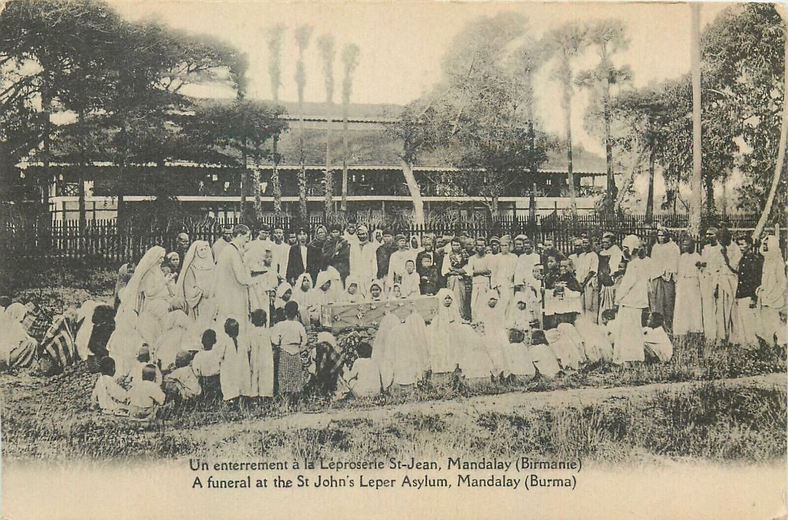 Burma Mandalay a funeral at the St John`s Leper Asylum vintage postcard ...