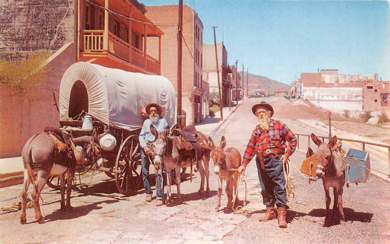 Jerome, Arizona Prospector Burros Covered Wagon Mining c1950s Vintage ...
