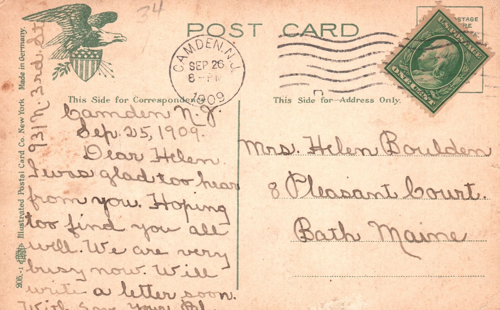 Vintage Postcard 1919 Courthouse Building Historic Landmark Camden New ...