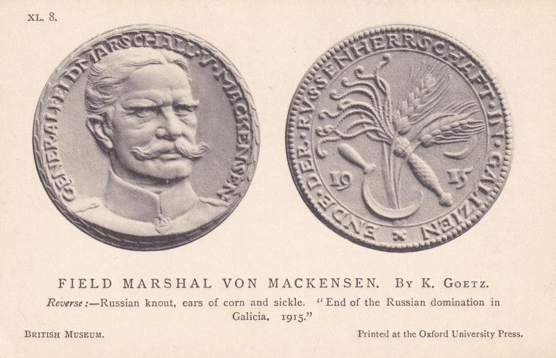 Field Marshall Von Mackensen WW1 German Military Medal Old Postcard ...