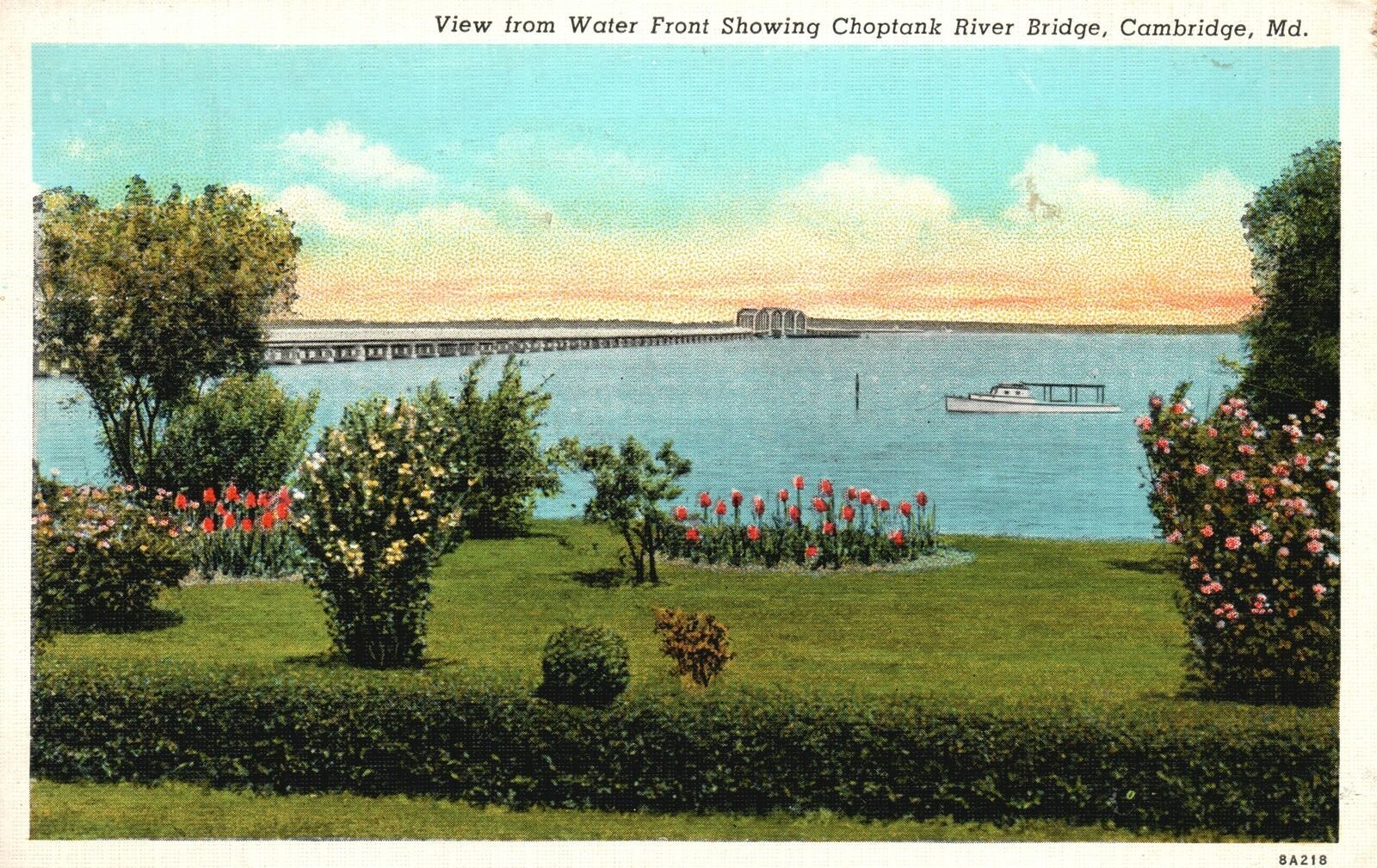 Vintage Postcard 1940 View from Water Front Choptank River Bridge ...