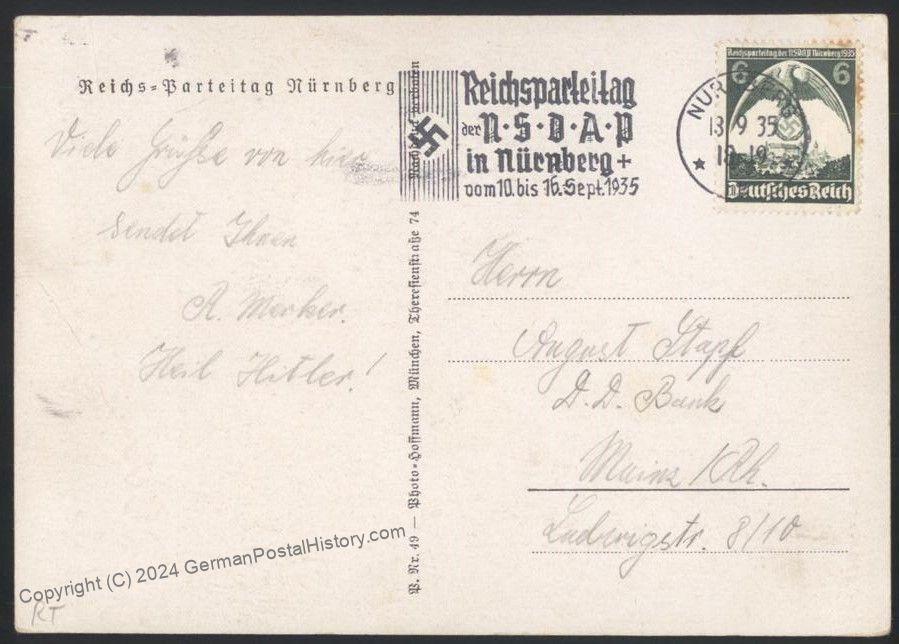 3rd Reich 1936 Hoffmann Hitler Reichsparteitag Nuremberg Card Rally ...