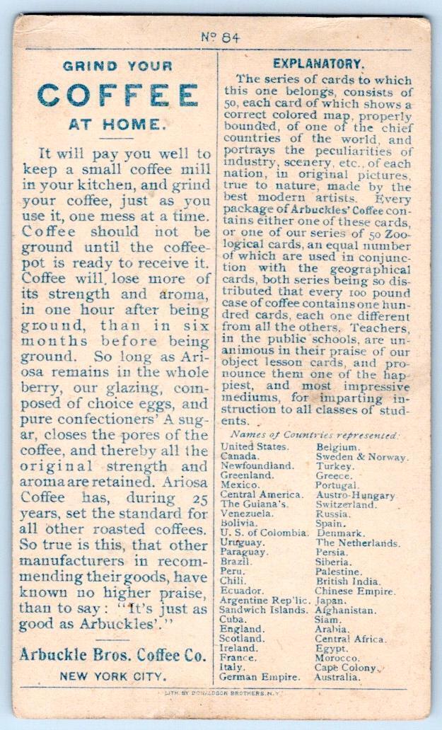 1880'S Peru MAP Natives Stripping Bark Guano Deposit Arbuckle's Coffee ...