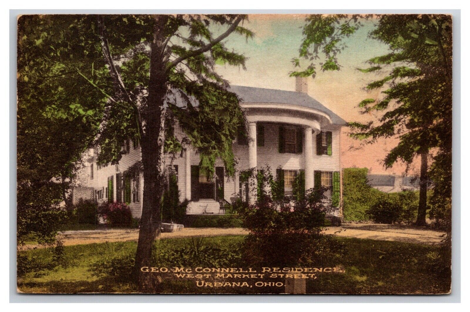 George McConnell Residence Urbana OH UNP Hand Colored Albertype ...