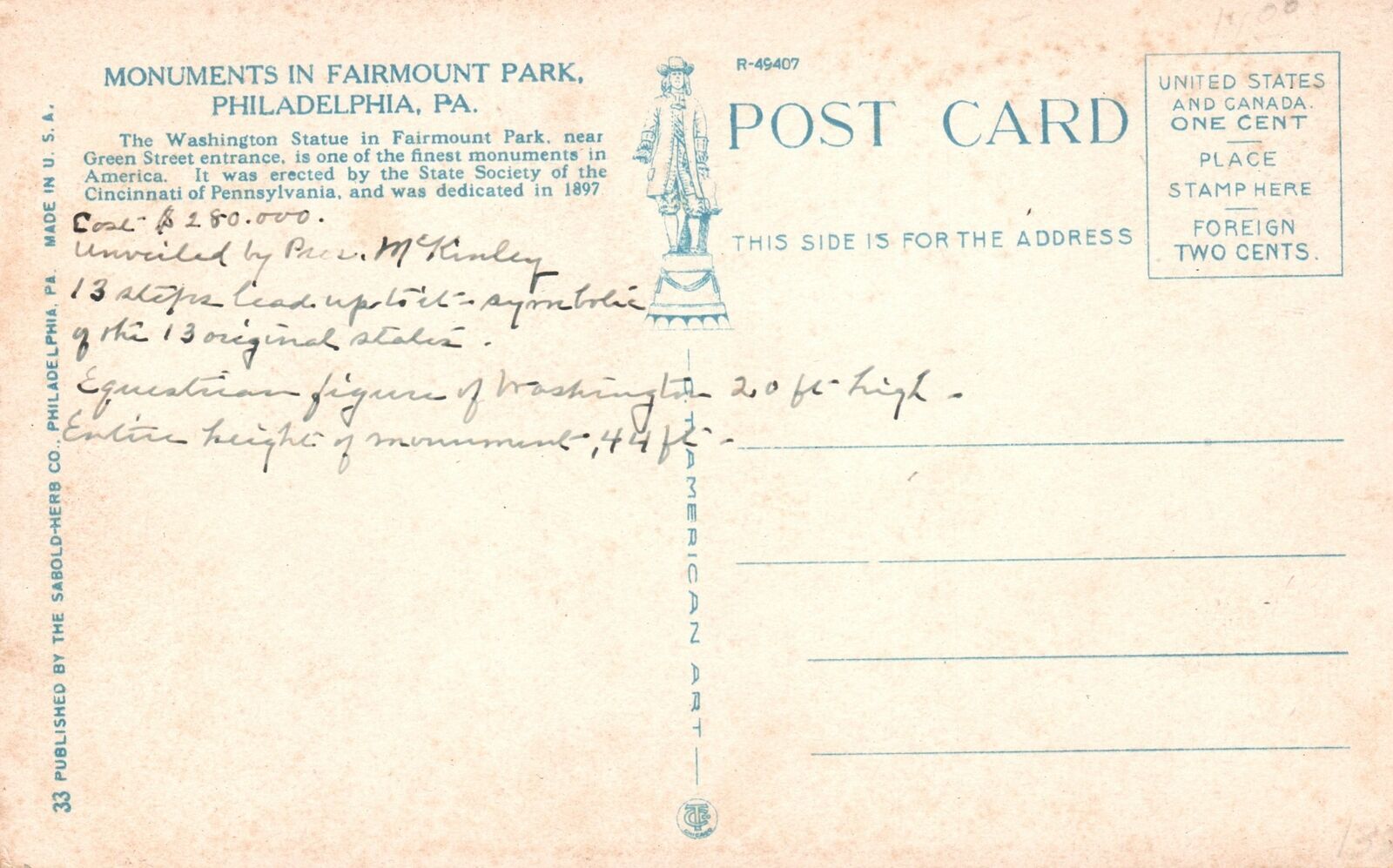 Philadelphia Pennsylvania, Monuments in Fairmount Park Statue, Vintage ...