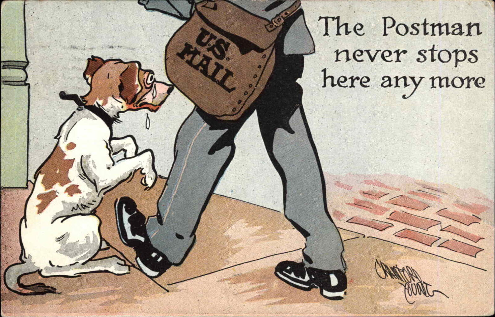 Sad Crying Dog Mailman Postman CRAWFORD YOUNG c1910 Postcard | Topics ...