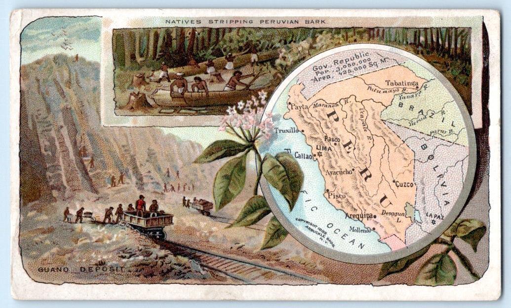 1880'S Peru MAP Natives Stripping Bark Guano Deposit Arbuckle's Coffee ...