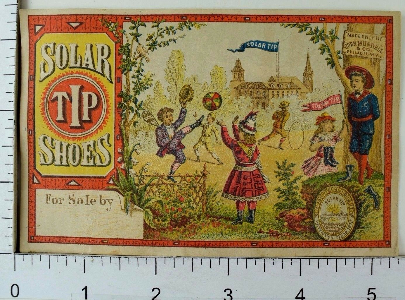 1870's-80's Solar Tip Shoes John Mundell & Co Children Playing Stick ...
