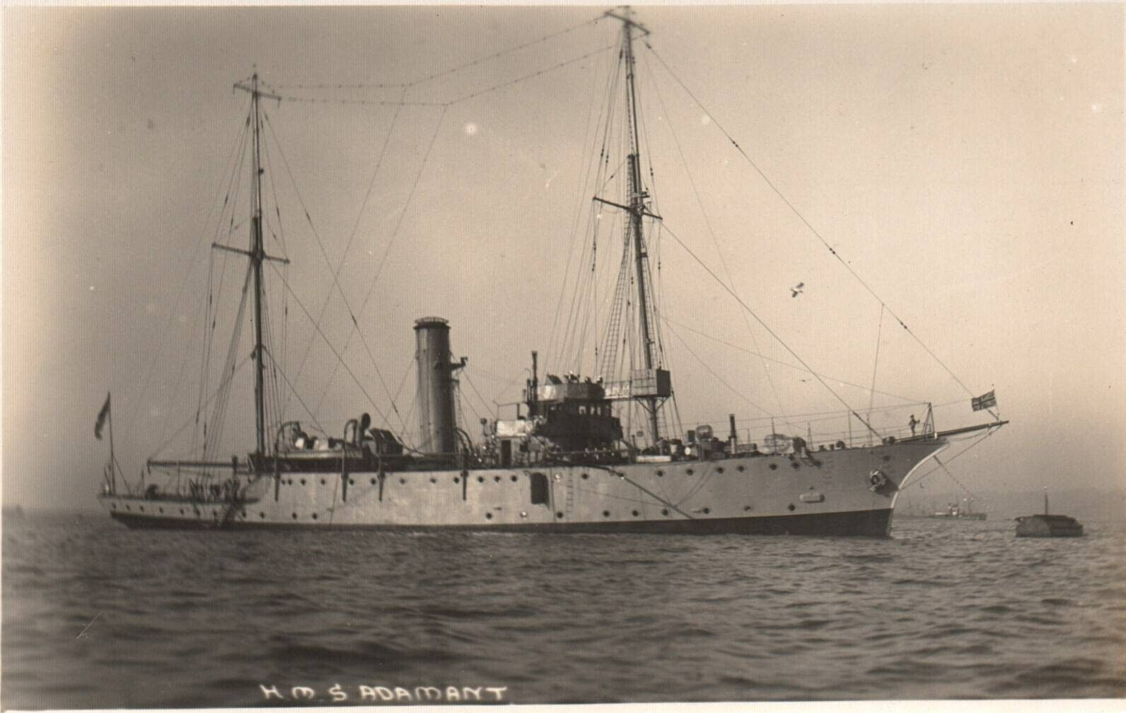 RPPC Photo British Royal Navy WWI HMS Adamant Submarine Depot Ship c ...