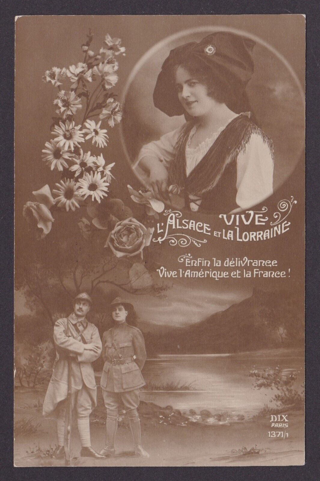 FRANCE 1919, Vintage postcard, WWI, Vive l'Alsace et la Lorraine, Used ...