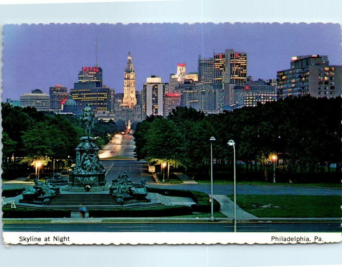 Postcard - Skyline at Night "The Bicentennial City" - Philadelphia ...