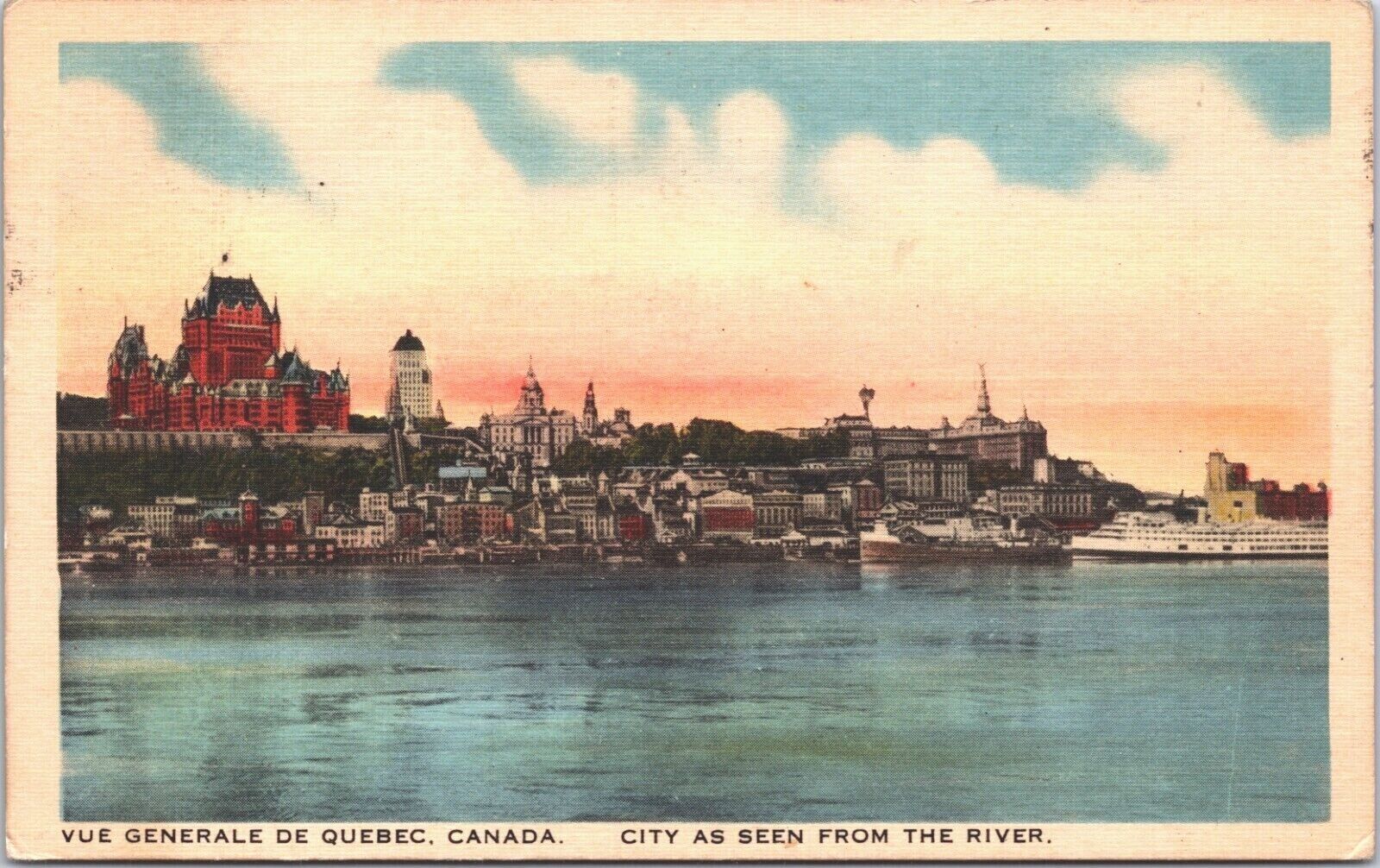 Canada Quebec City As Seen From The River Vintage Postcard 03.81 ...