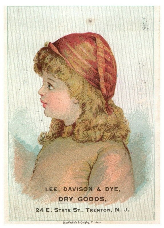 1880's Cute Girl Lee, Davidson & Dye Dry Goods Victorian Trade Card ...