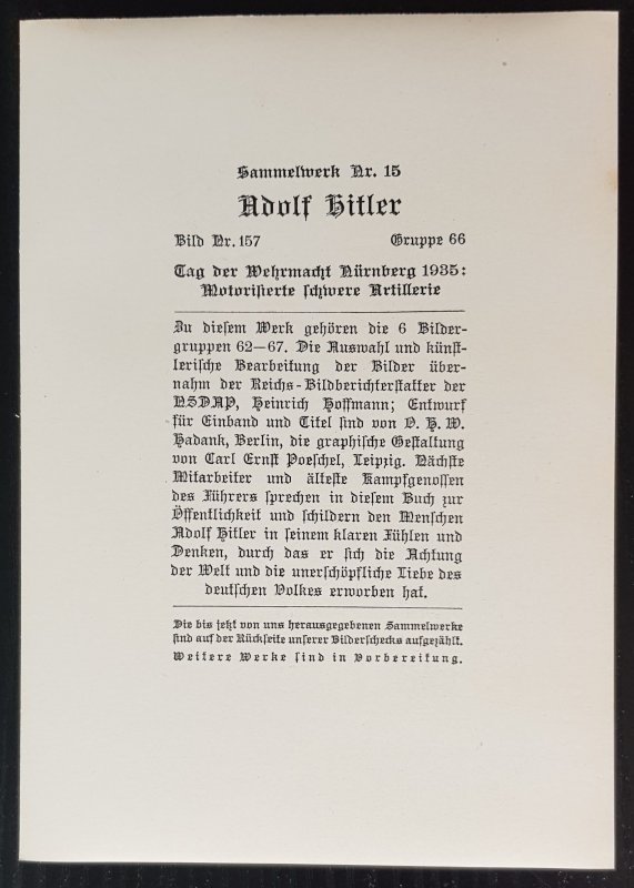 Third 3rd Reich Rare Large Format Collector Photo Card - Adolf Hitler ...