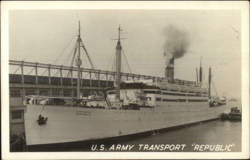 US Army Transport Ship Republic WWII Real Photo Postcard | Topics ...