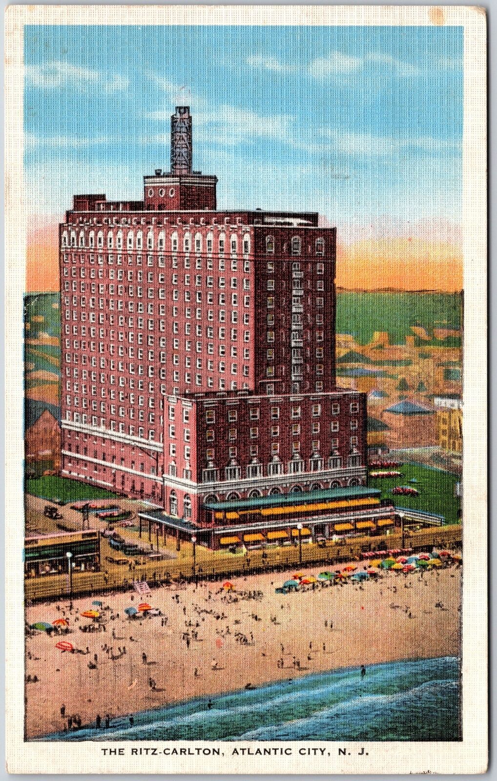 1935 The Ritz Carlton Atlantic City New Jersey Building Beach Posted ...