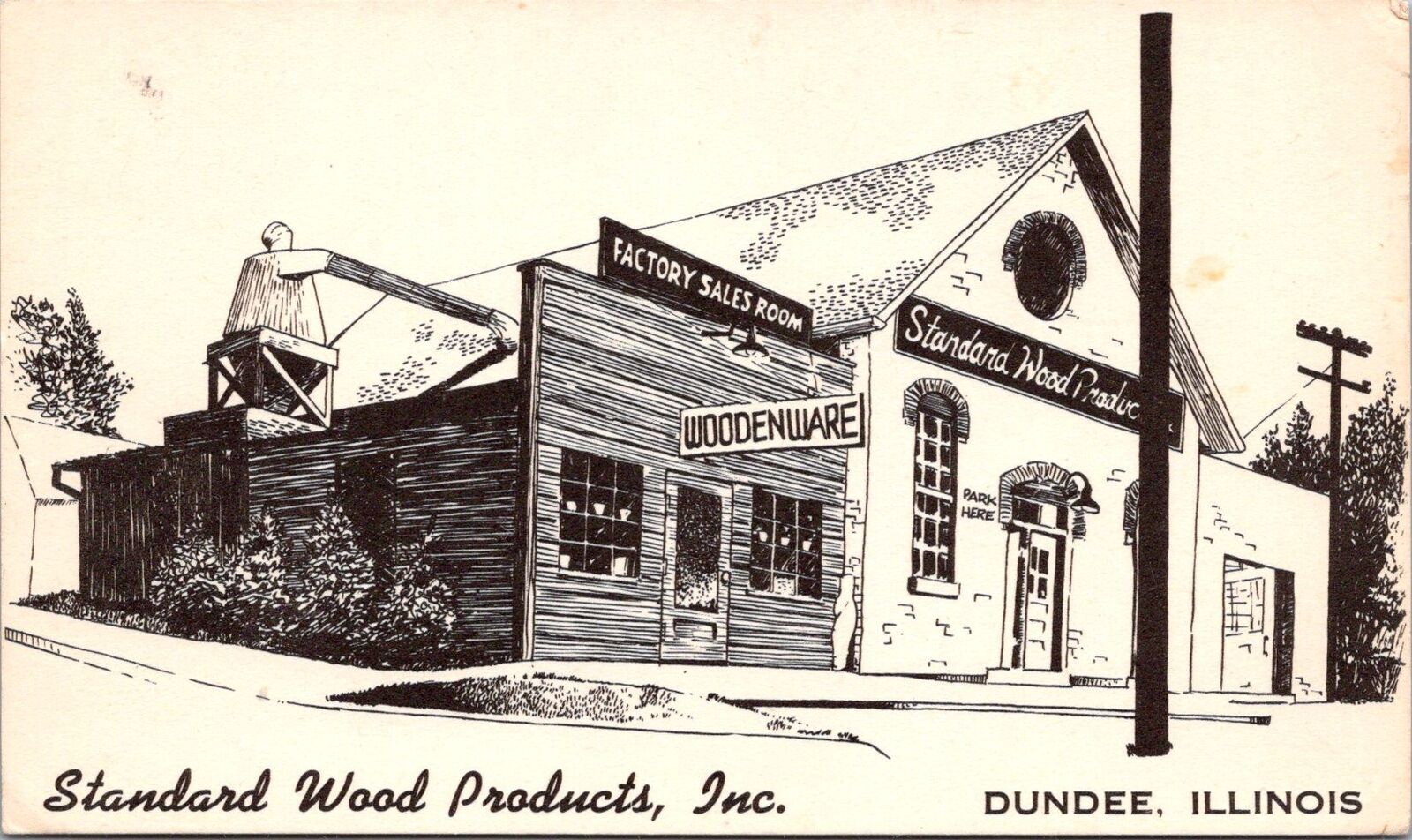 K14/ Dundee Illinois Postcard c1940s Standard Wood Products Trays 109 ...