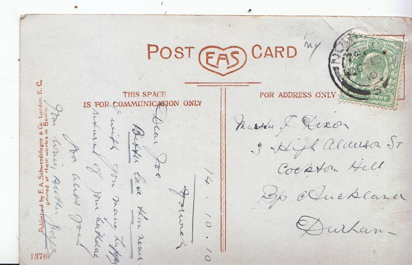 Genealogy Postcard - Family History - Dixon - Bishop Auckland - Durham ...