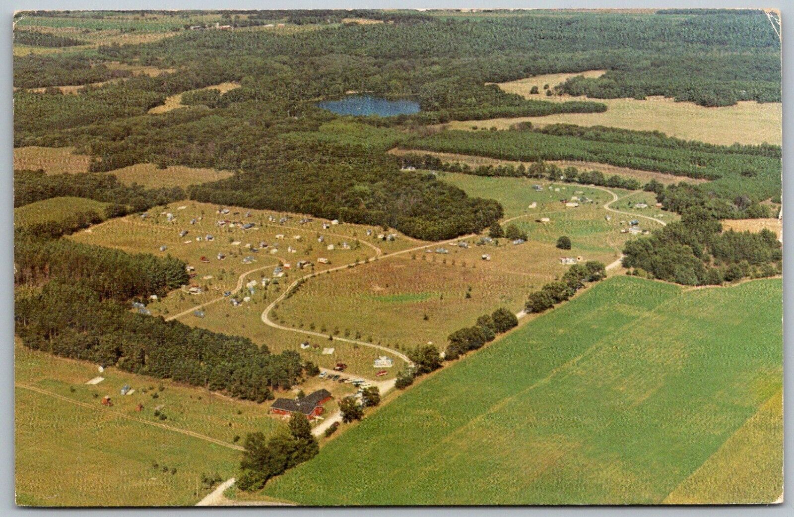 Almond Wisconsin 1982 Postcard Fountain Lake Land Yacht Harbor Aerial ...