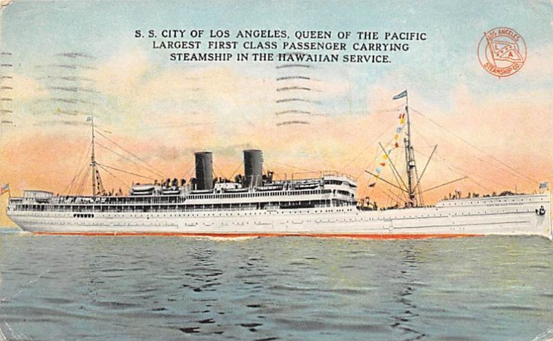 SS City of Los Angeles Feb 9th, 1927 Los Angeles Steamship Co. Ship ...