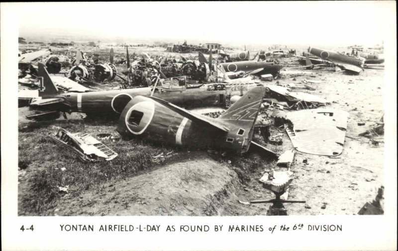 WWII Okinawa Japan Yontan Airfield L Day Bombed Planes Real Photo ...