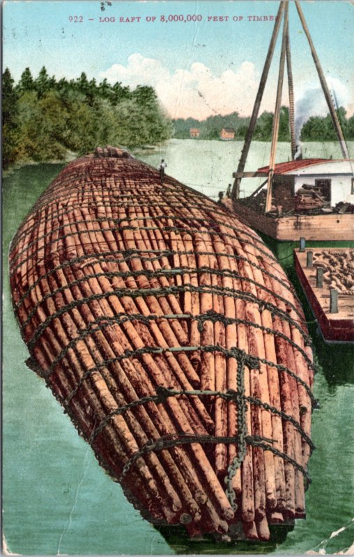 Log Raft of 8 million feet of timber | Other / Unsorted, Postcard ...