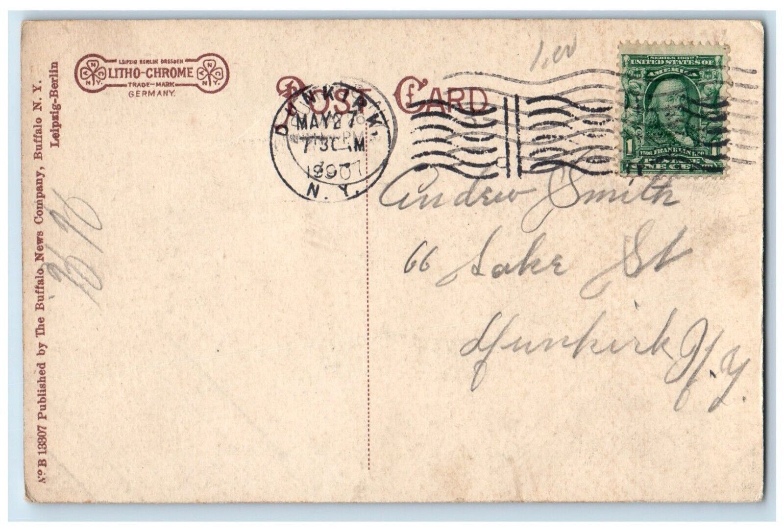 1907 Buffalo River Foot Main St. Steamer Ship Buffalo New York Vintage ...