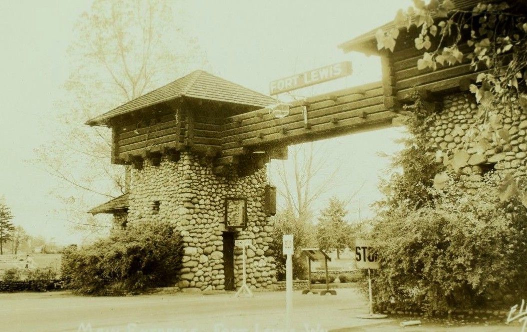 WWI WWII Real Photo Main Entrance Fort Lewis RPPC Ellis Vintage ...