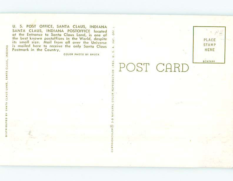 Unused Pre-1980 POST OFFICE SCENE Santa Claus Indiana IN hs1000 ...