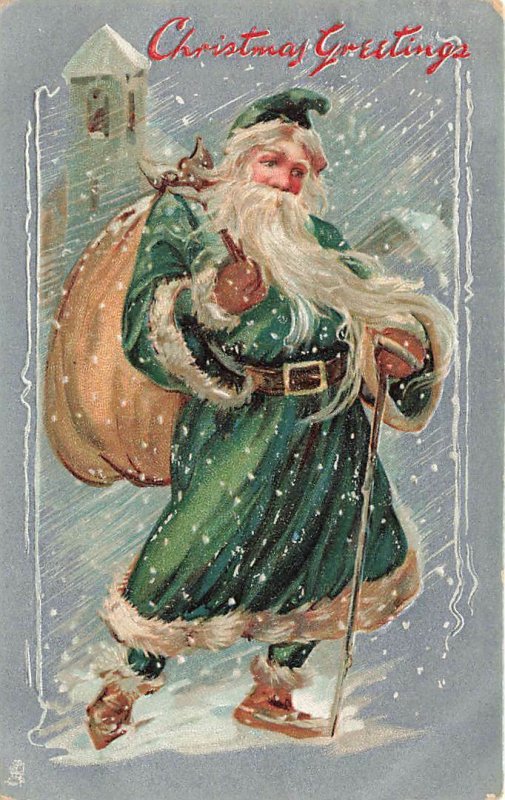 Tuck Green Robe Santa Claus Father Christmas Embossed VTG 1908 P35 ...