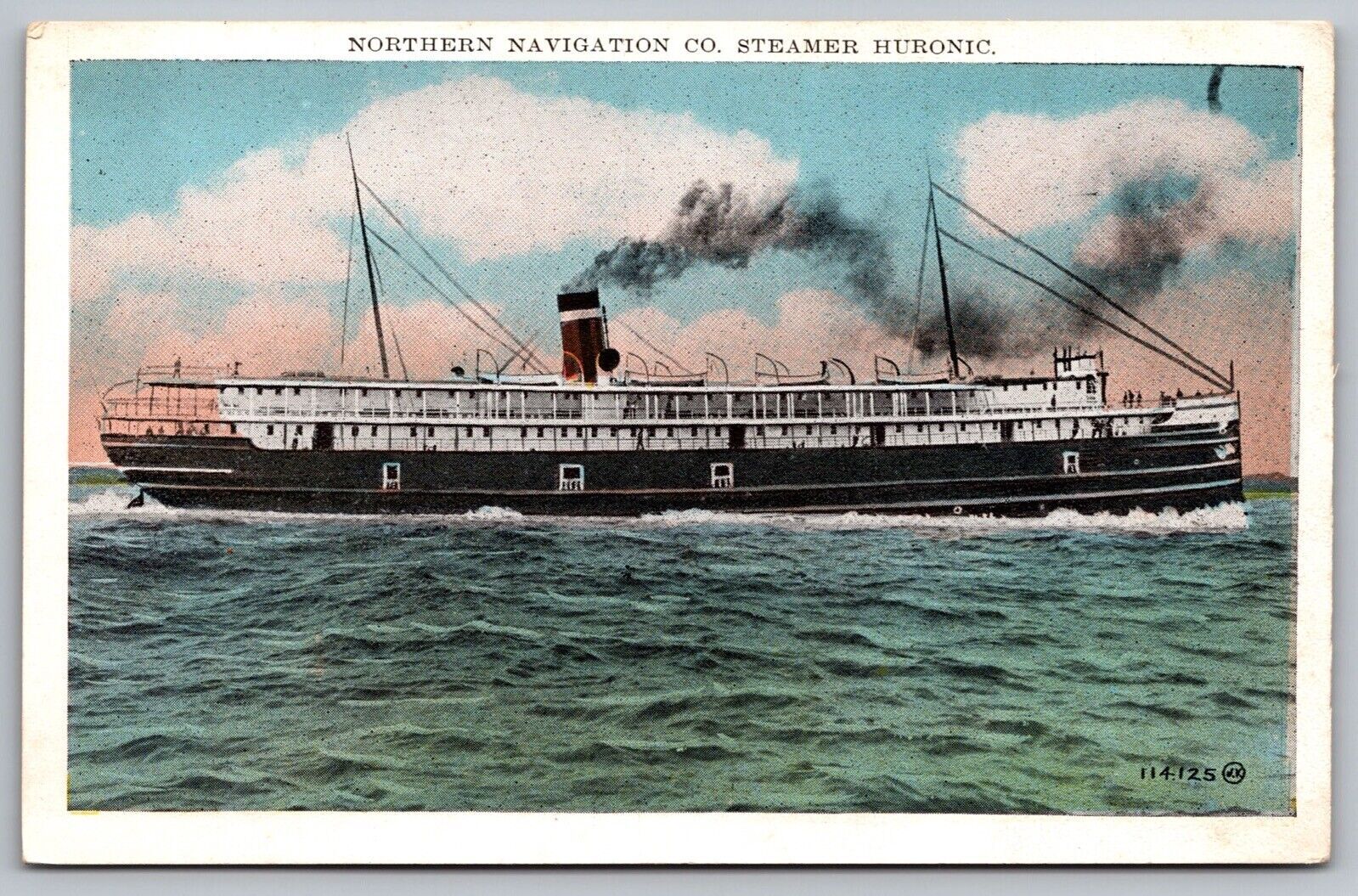 Northern Navigation Co Steamer Huronic Boat Ocean Wave Ship Vintage UNP ...