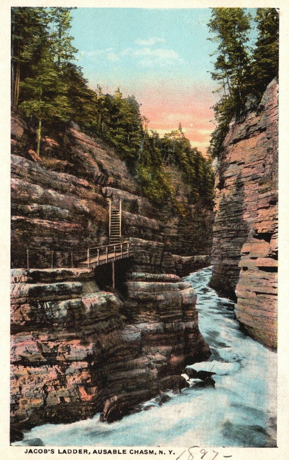 Vintage Postcard Jacob's Ladder Ausable Chasm New York NY M. B ...