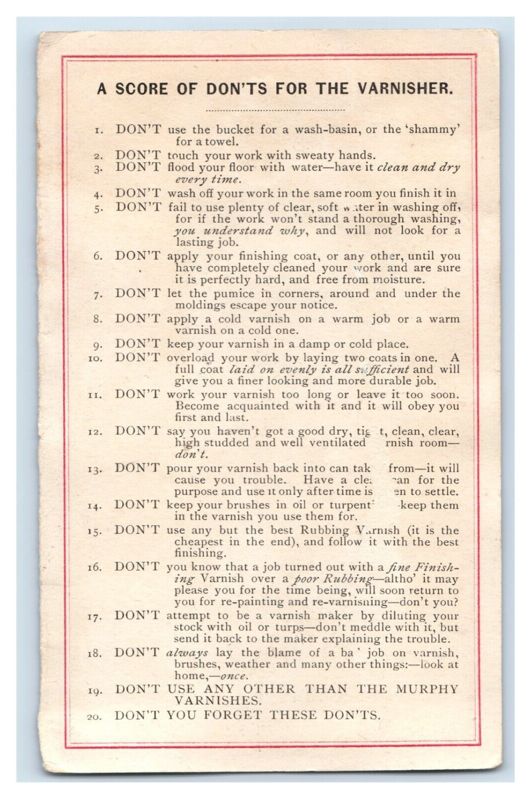 1880s Folder Card Murphy Varnishes American Bank Note Co. John F Box ...