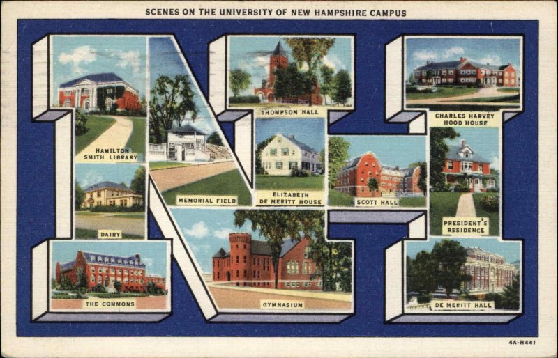 UNH New Hampshire Durham SCARCE Large Letter Linen Postcard | United ...
