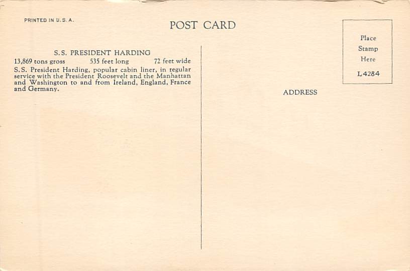 SS President Harding United States Line Unused | Topics - Politics ...