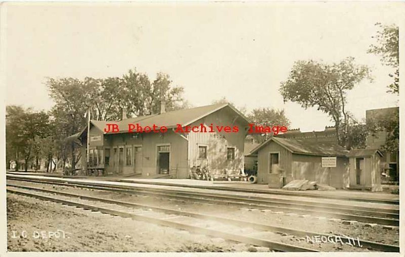 Depot, Illinois, Neoga, RPPC, Illinois Central Railroad Station ...